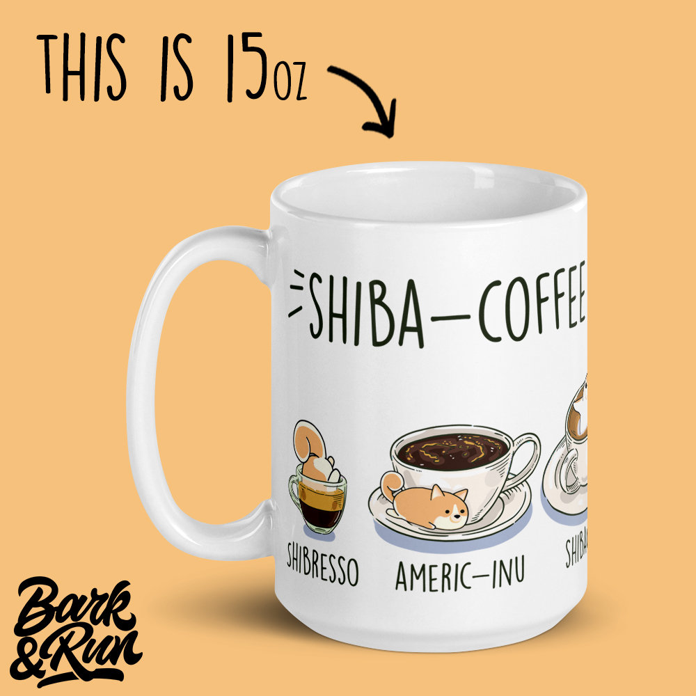 SHIBA INU Mug: Chubby Shiba Inu COFFEE Art on White Glossy - Etsy