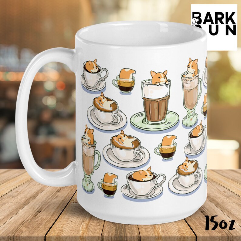 CORGI MUG: Chubby Pembroke Welsh Corgi COFFEE Pattern Art on - Etsy