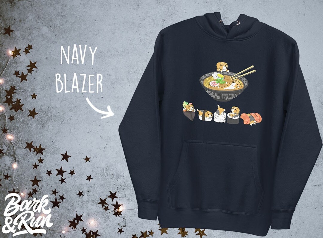 BEAGLE HOODIE, UNISEX Hoodie. Sushi and Ramen Kawaii Style of Beagle ...