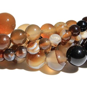 Brown Coffee Stripe Natural Agate Stone Beads for Jewelry Making DIY ...