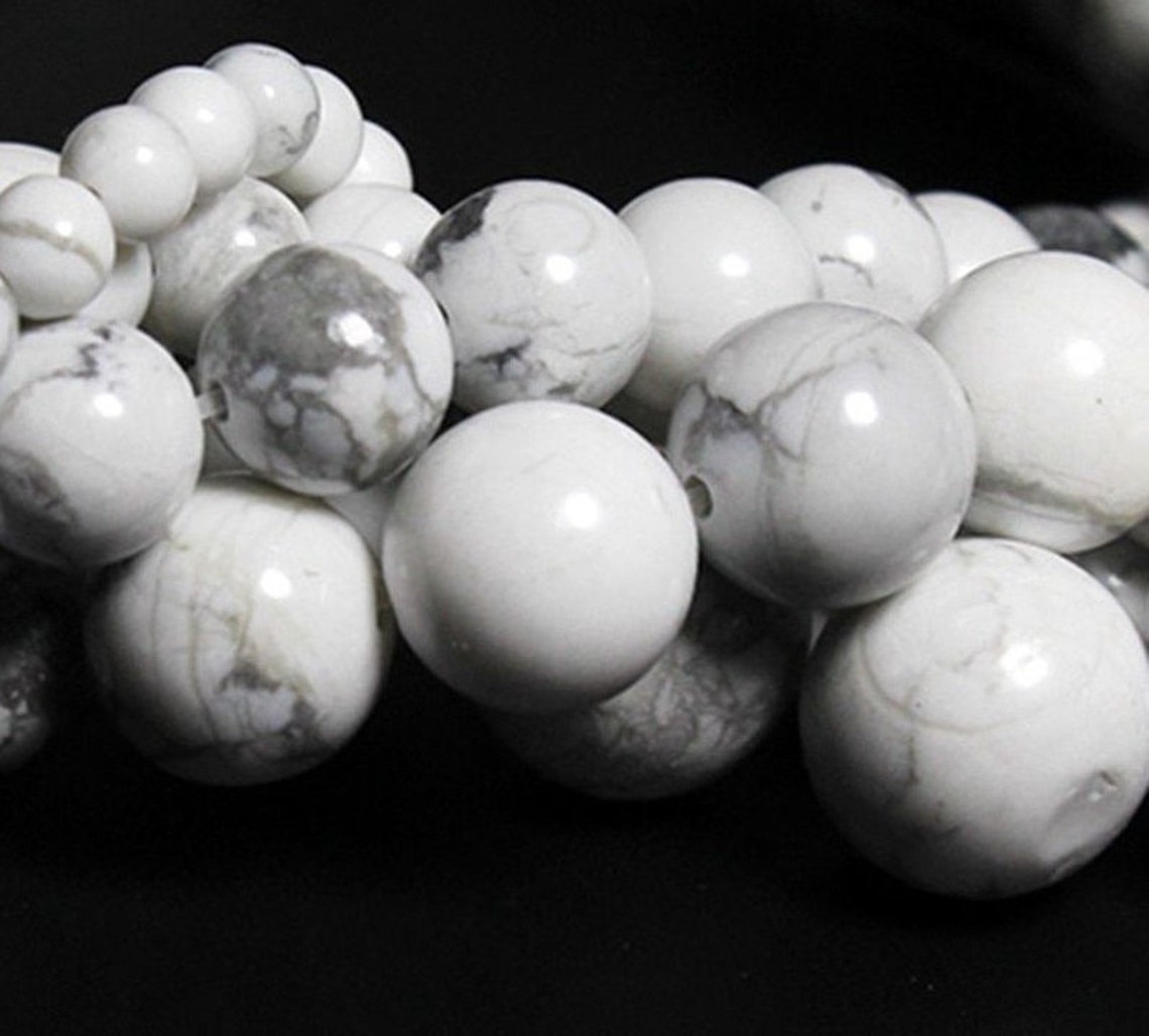 Natural White Howlite Semi-precious Gemstone Marble Style | Etsy