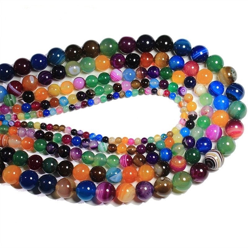 Mixed Color Agate Natural Stone Beads Colorful Gemstones for - Etsy
