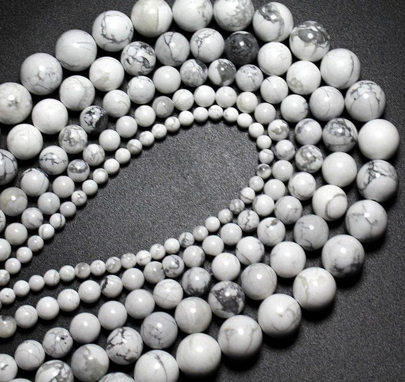 Natural White Howlite Semi-precious Gemstone Marble Style | Etsy