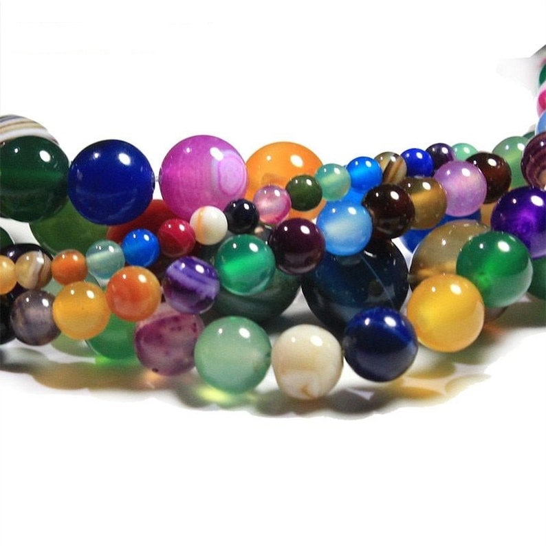 Mixed Color Agate Natural Stone Beads Colorful Gemstones for - Etsy