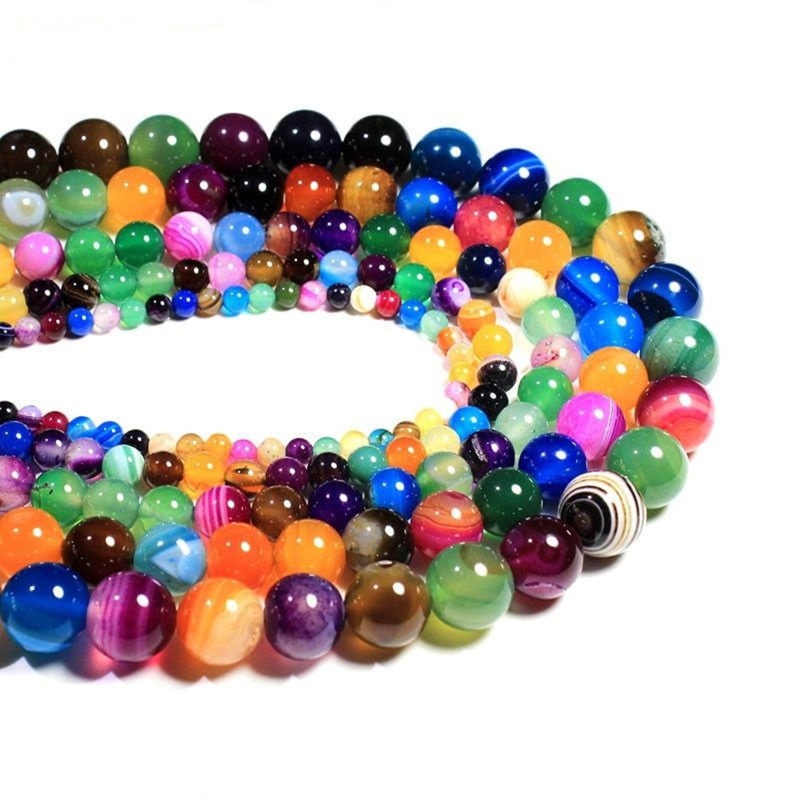 Mixed Color Agate Natural Stone Beads Colorful Gemstones for - Etsy