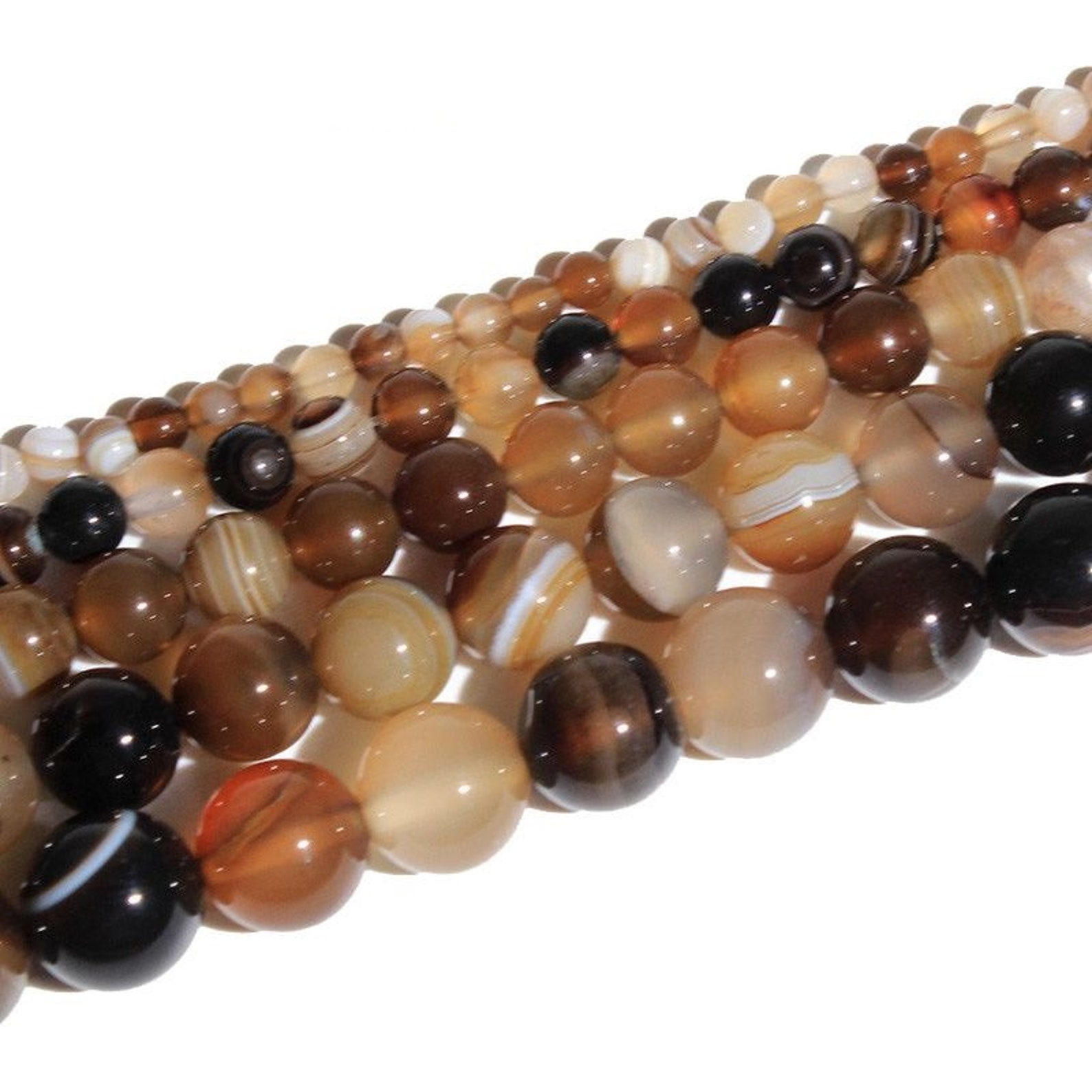 Brown Coffee Stripe Natural Agate Stone Beads for Jewelry - Etsy