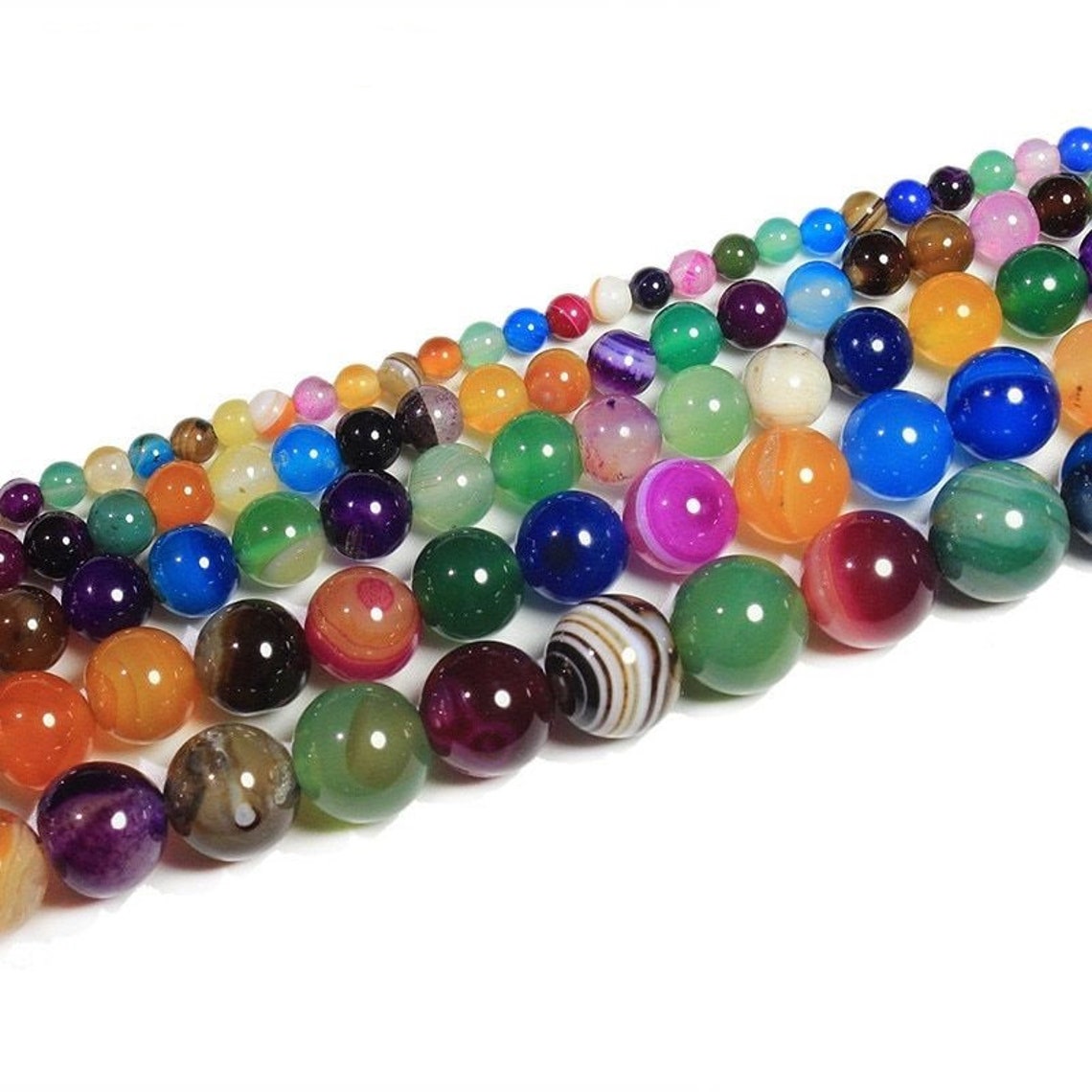 Mixed Color Agate Natural Stone Beads Colorful Gemstones for - Etsy
