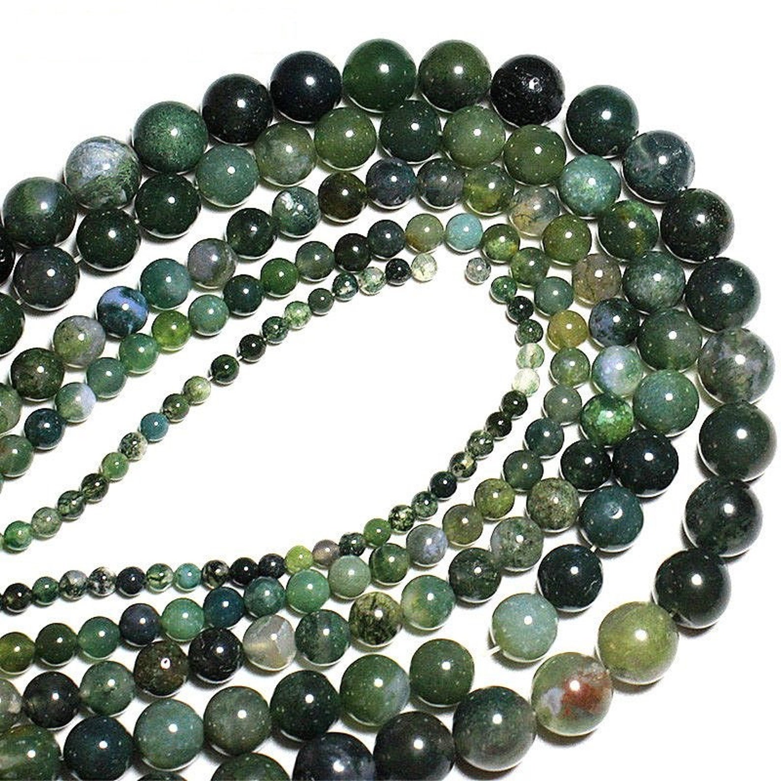 Moss Grass Agate High Quality Round Beads 6mm 8mm 10mm 12mm | Etsy