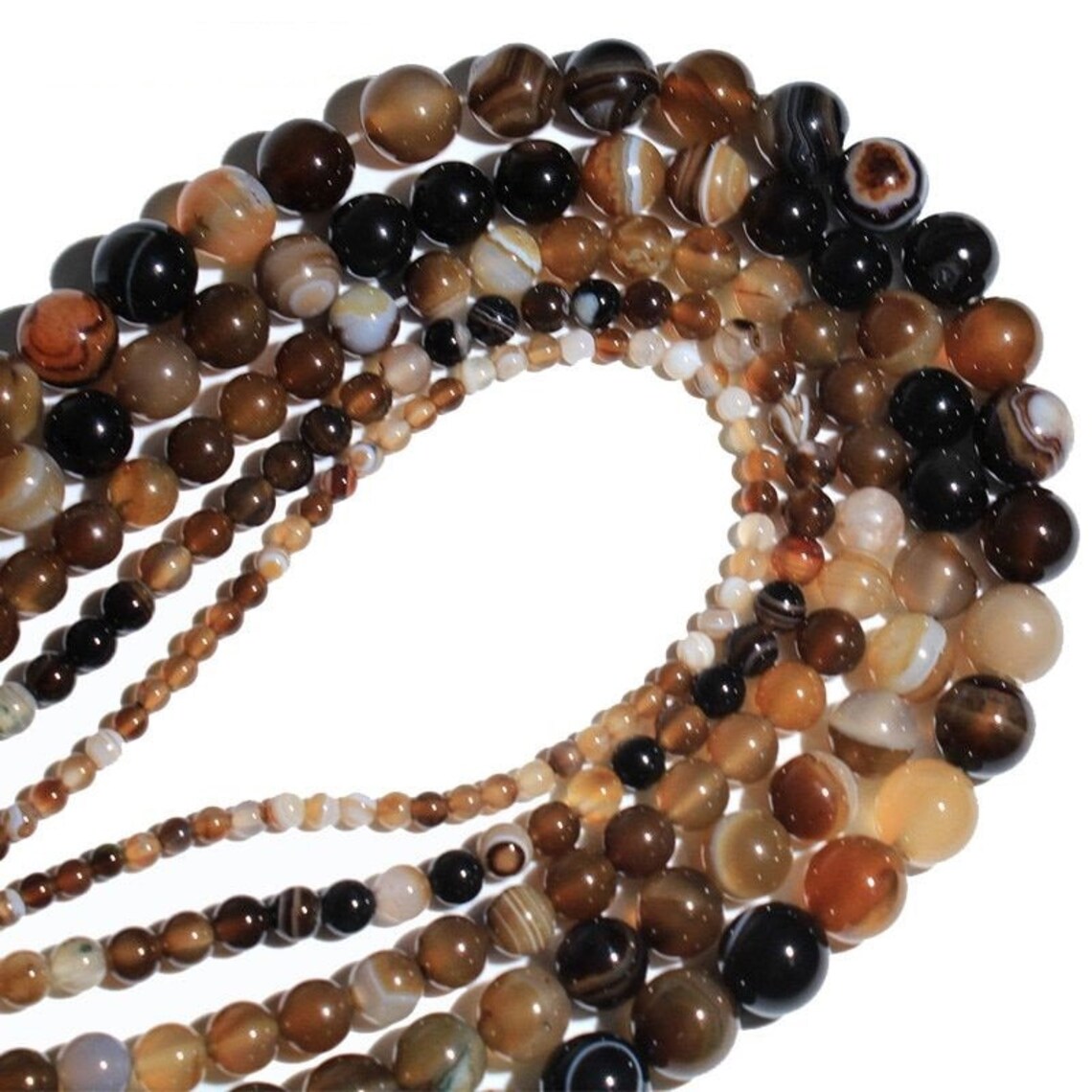 Brown Coffee Stripe Natural Agate Stone Beads For Jewelry | Etsy