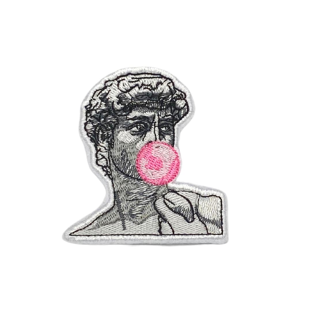 Bubble Gum David Iron on Patch, David Bust, Michelangelo, Art, Humor ...