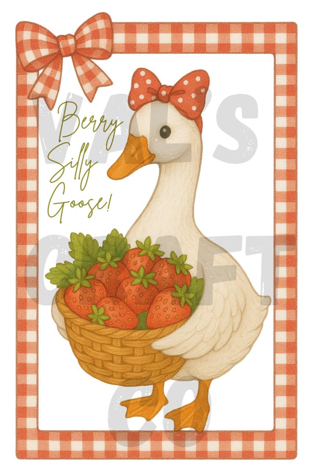 Berry Silly Goose Art Print – Cute Vintage Farmhouse Goose With ...