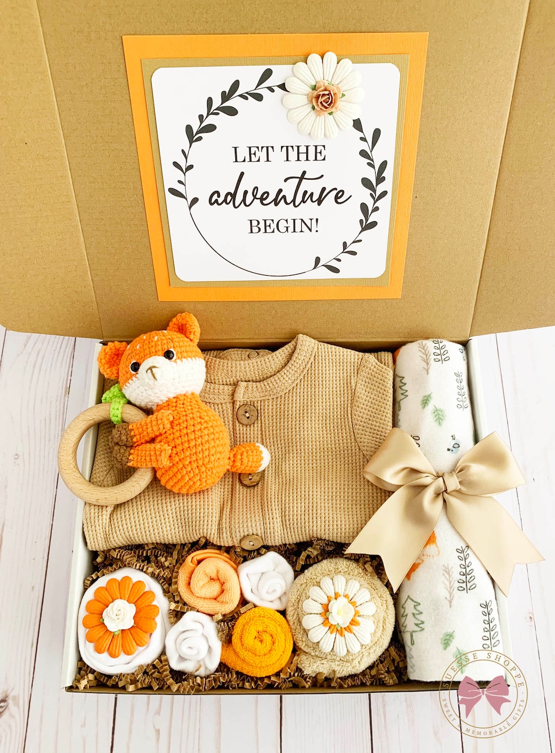 Baby Boy Gift Box, Gift Newborn Shower Gift, Baby Fox Gift Basket ...