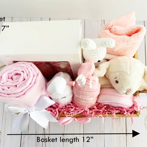 Baby Boy Gift Box Basket With Diaper Babies and Muslin Blanket, First ...