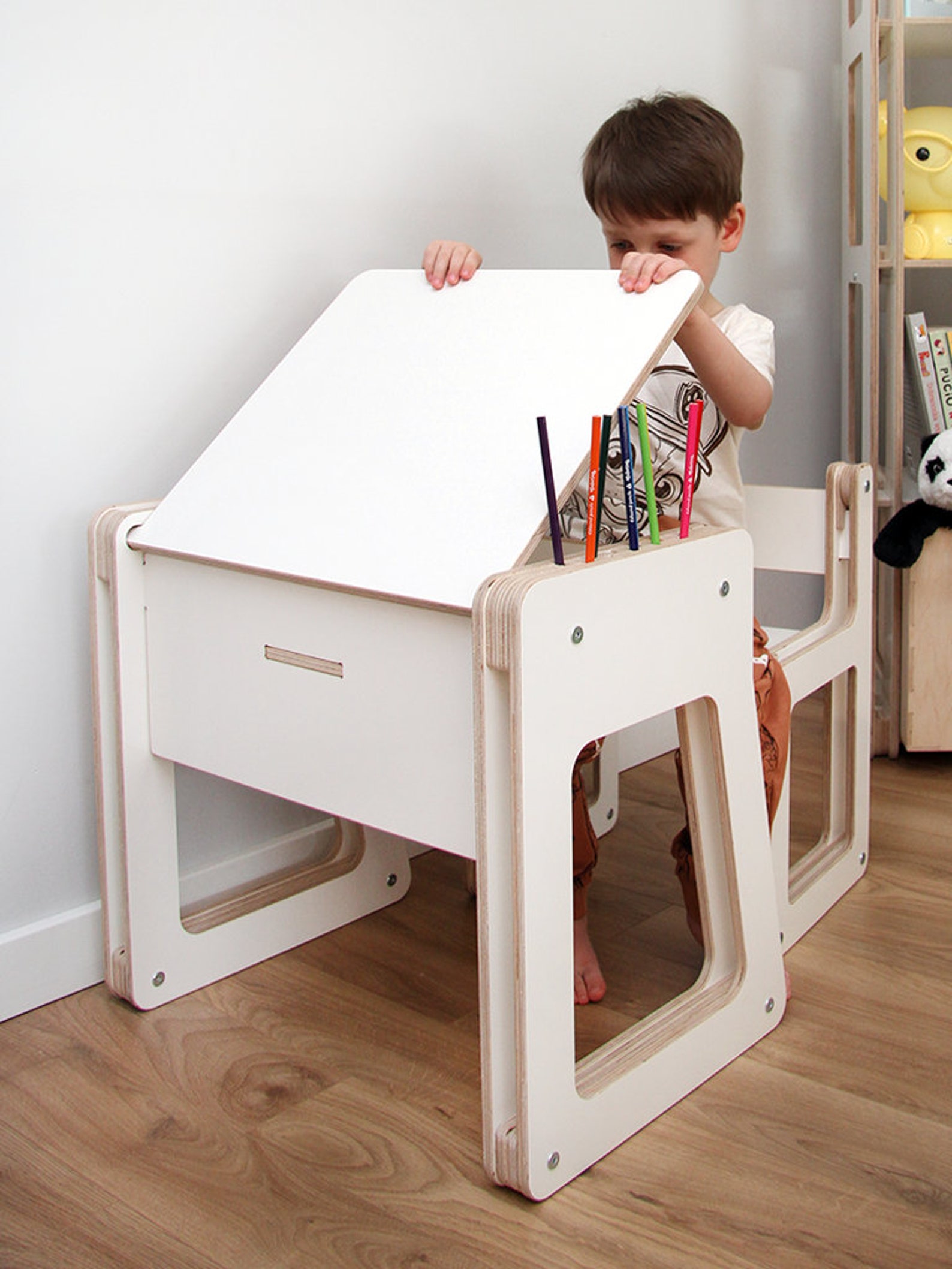 Kids Study Table and Chair Set Children Study Desk Toddler Chair and ...