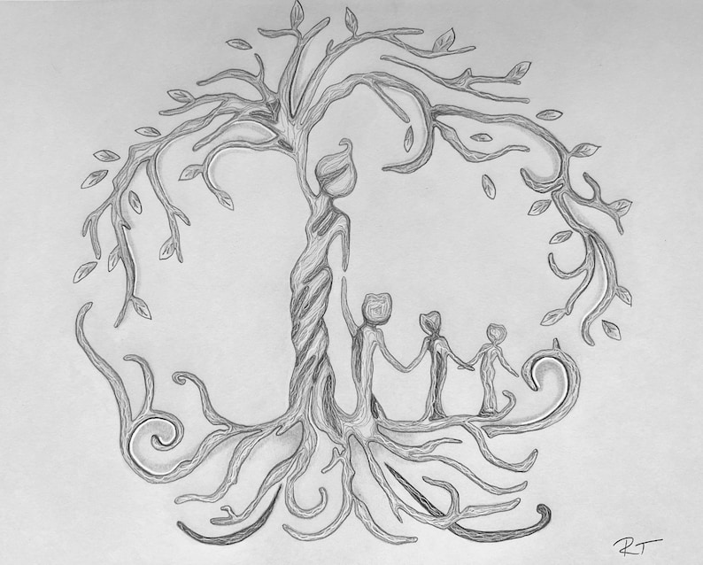 Rooted in Love: Custom Tree of Life Family Portrait for Grandparents - Etsy