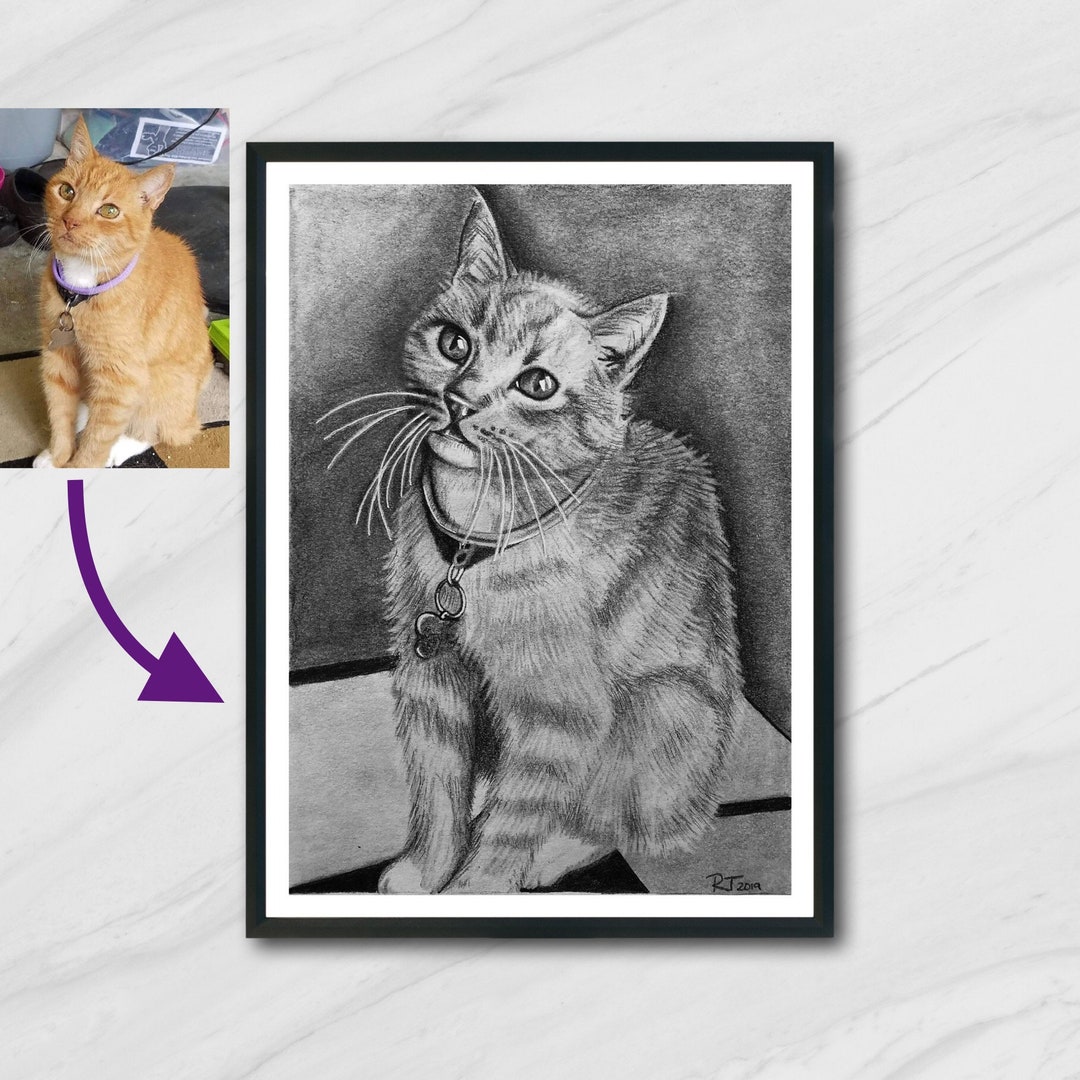 Cherish Your Furry Friend With a Personalized 5x7 Pet Portrait Drawing ...