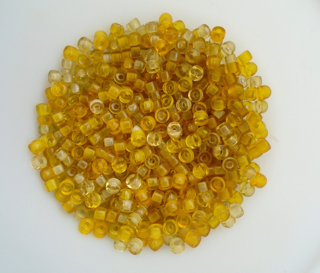 500pcs Glass Beads 8x5mm Yellow Pony Beads Vintage Tube - Etsy