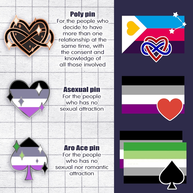 Pride Enamel Pins achillean Sapphic Bi Polyamorous Ace - Etsy
