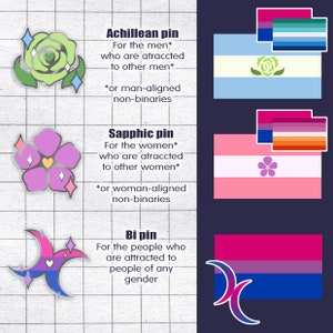 Pride Enamel Pins (achillean, Sapphic, Bi, Trans, Nb, Ace, Aro, Aro-ace ...