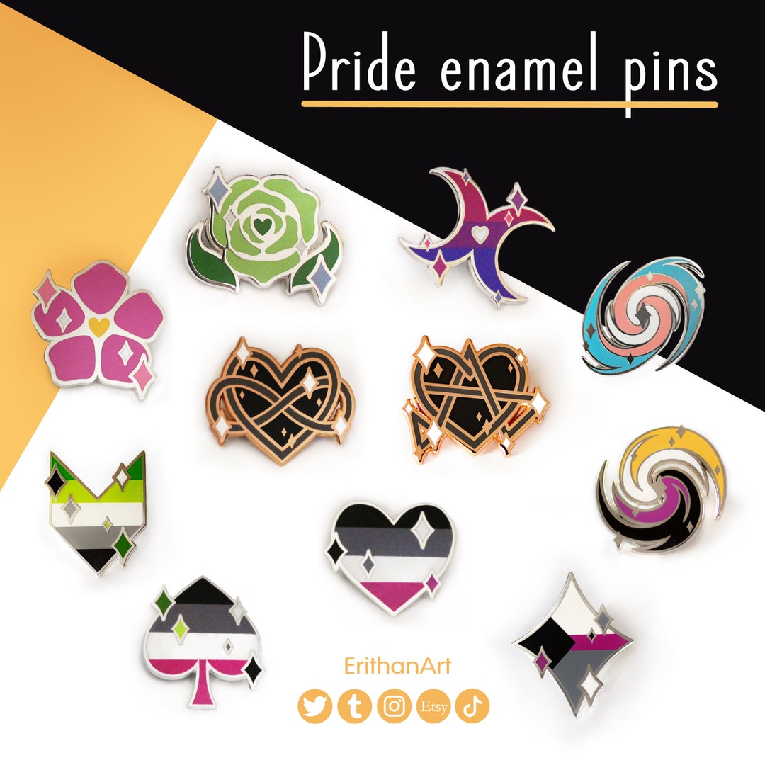 Pride Enamel Pins achillean, Sapphic, Bi, Trans, Nb, Ace, Aro, Aro-ace ...