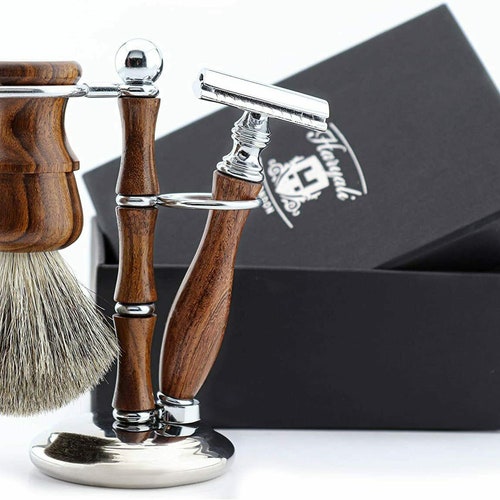 Safety Razor and Shaving Brush Stand Double Decker Wooden - Etsy