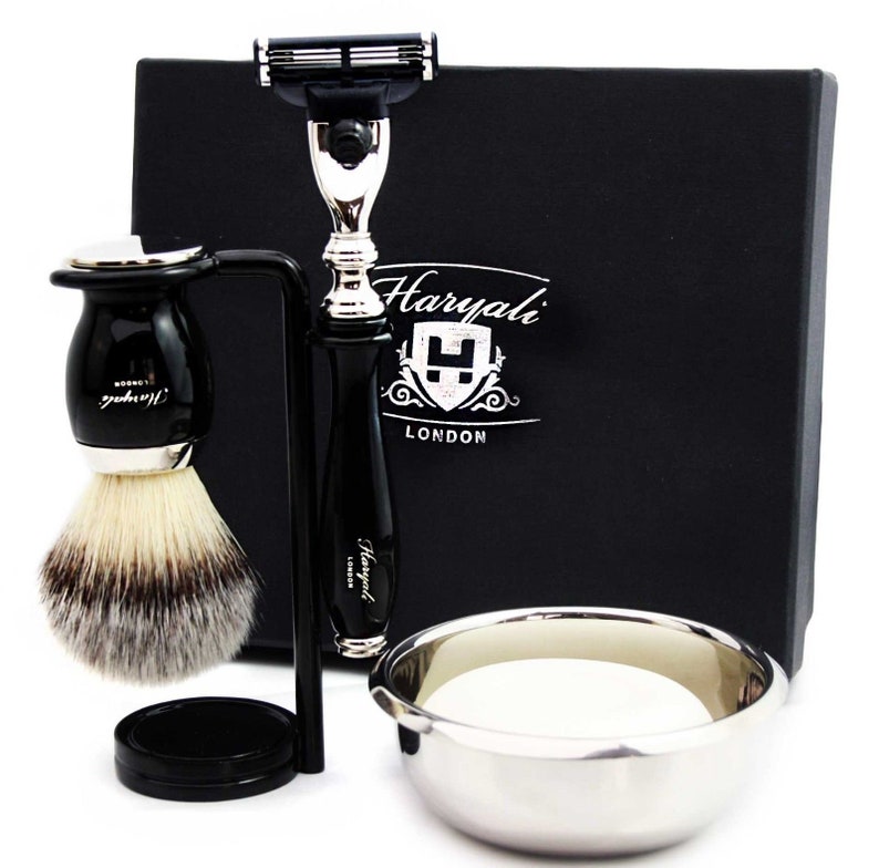 5 Pieces Shaving Gift Set With Synthetic Hair Brush 3 Edge - Etsy