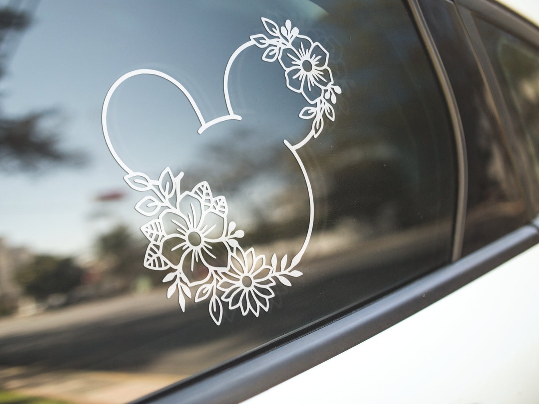Floral Mickey Decal, Disney Decal, Disney Car Sticker, Disney Gift ...