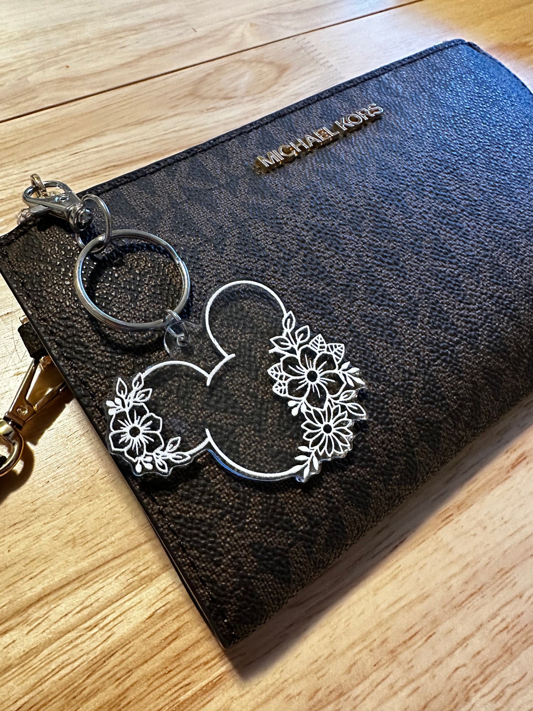 Floral Mickey Keychain Double Sided, Disney Keychain, Disney Accessory ...