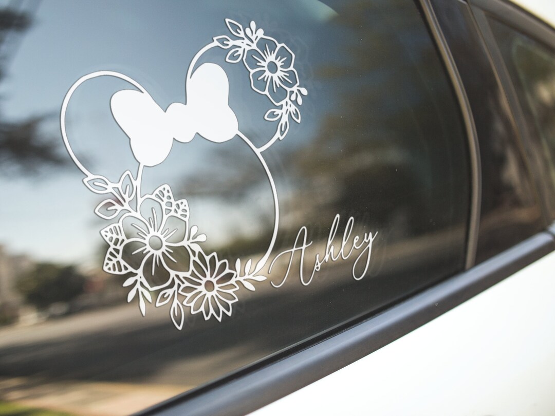 Floral Minnie Custom Decal, Disney Gift, Custom Disney Decal, Minnie ...
