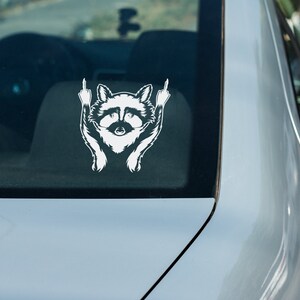 Angry Raccoon Middle Finger Car Decal, Raccoon Gift, Funny Raccoon ...