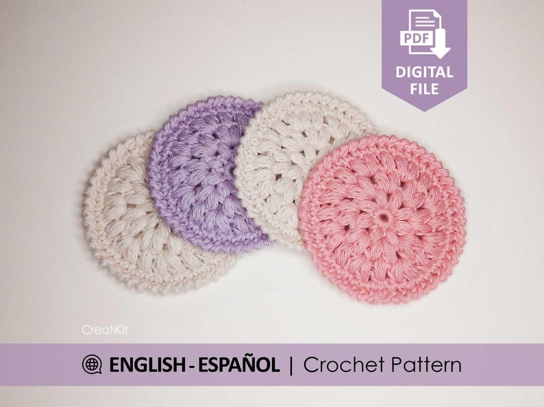 Crochet Pattern Face Scrubbies | Face Pads, Reuseable Makeup Remover ...