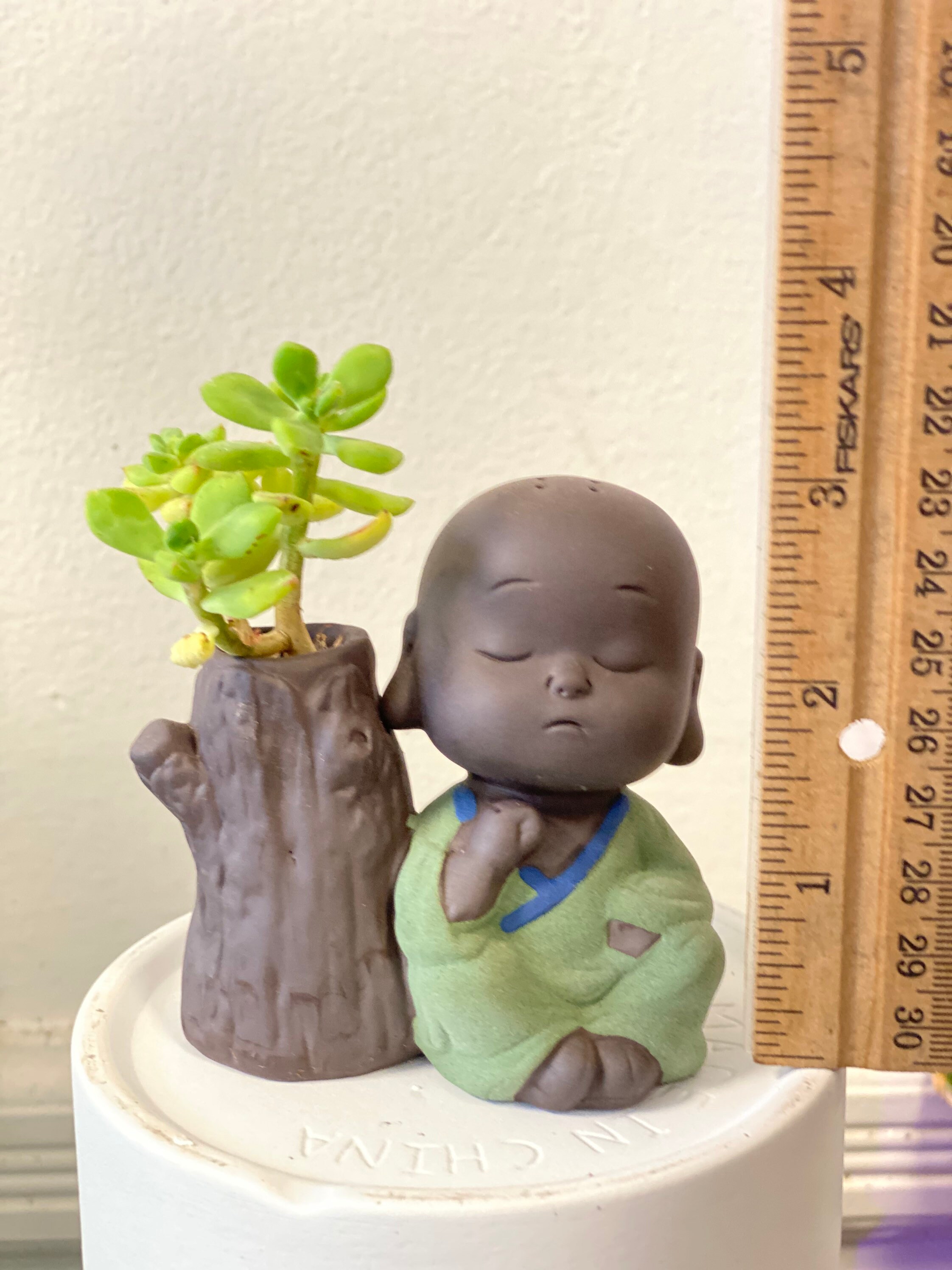 Little Monk Ceramic figurines planter with live Sedum | Etsy