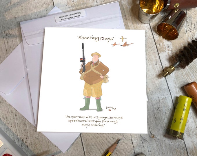 Shooting Days, the New Gun........., Greetings Card, Blank Inside ...