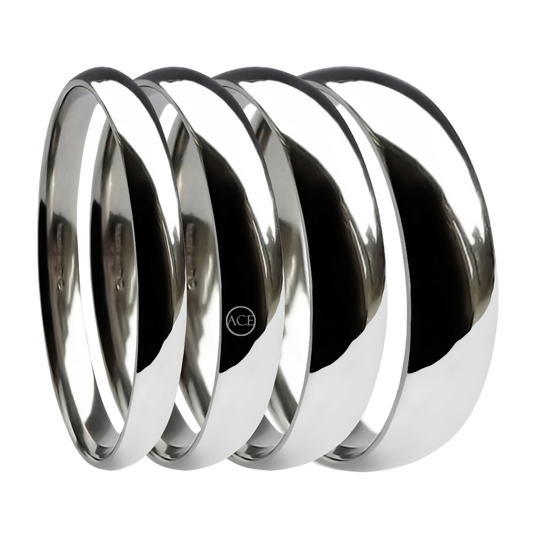 18ct White Gold Traditional Court Comfort Profile Wedding Bands Bespoke ...