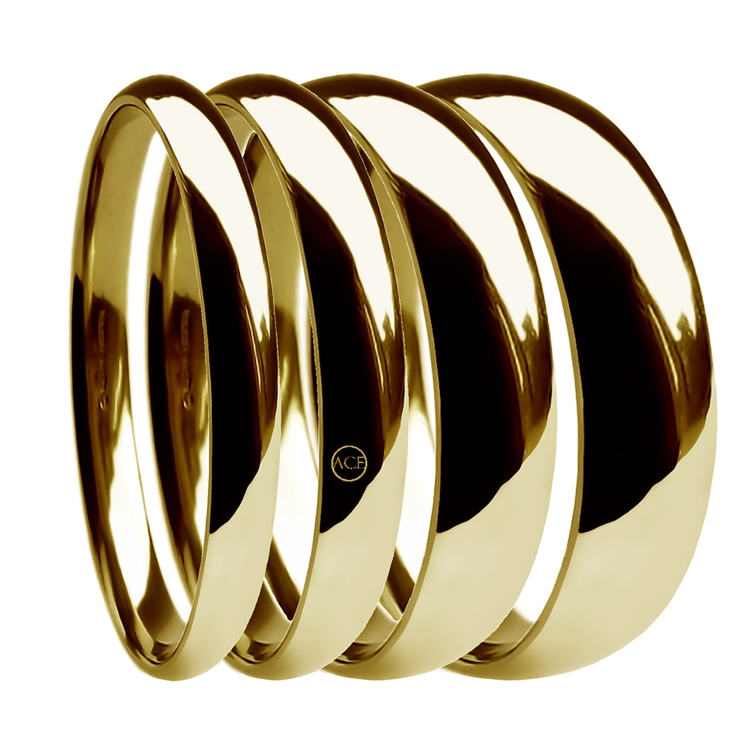 Bespoke 9ct Yellow Gold Heavy Court Profile Wedding Bands Traditional ...