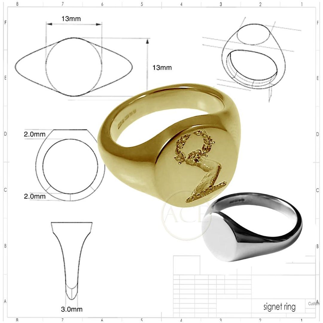 9ct Solid Yellow Gold Family Crest Signet Ring, UK Hallmarked - Etsy