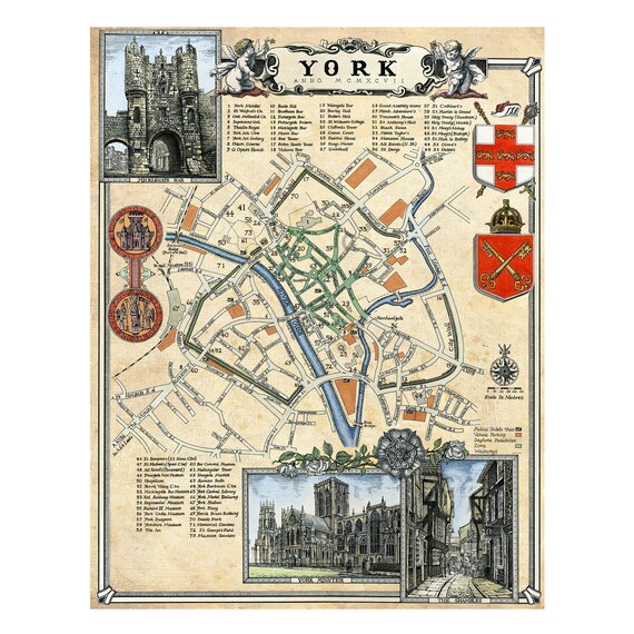 City of York Map Limited Edition Print 594 X 420mm 16.5 X | Etsy