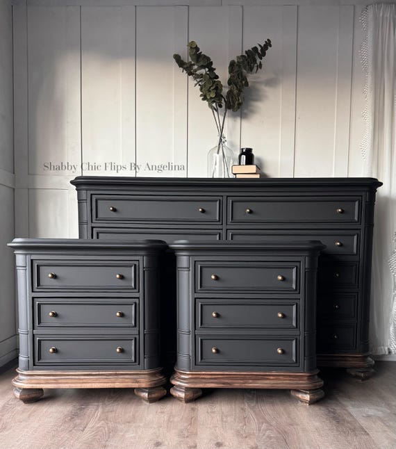 SOLD Matte Black Dresser Set Do Not Purchase Here. This Set Has Sold Etsy