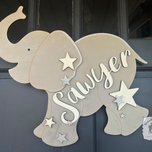 20" Large Elephant Wall or Door Sign, Safari or Jungle Nursery Decor ...