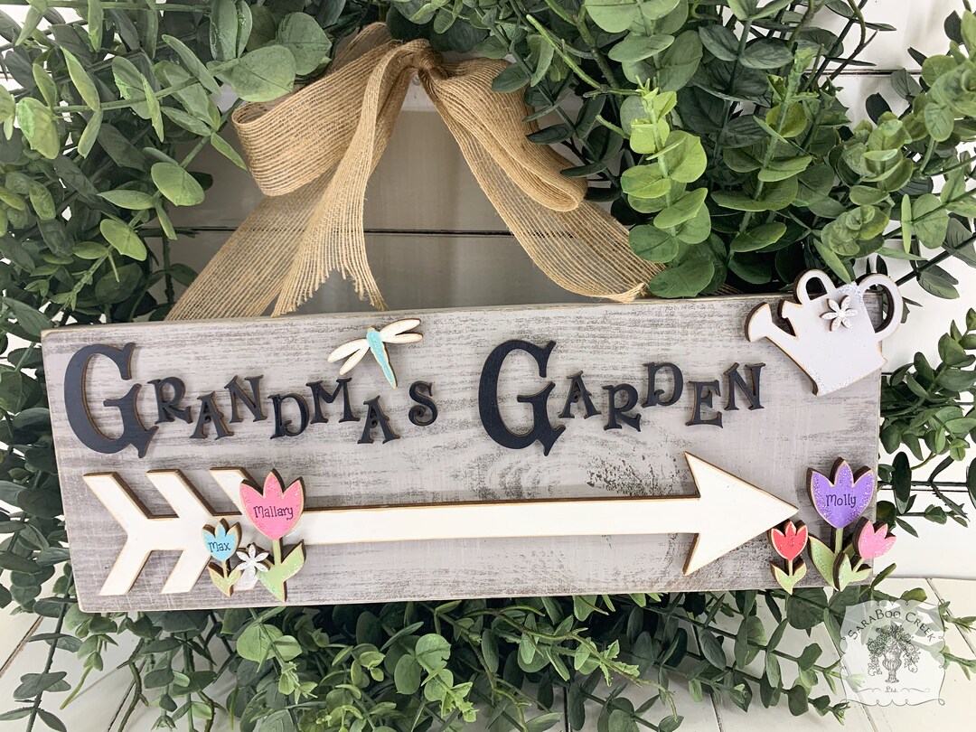 Grandmas Garden Sign Personalized Grandkids Names - Mother's Day Gift ...