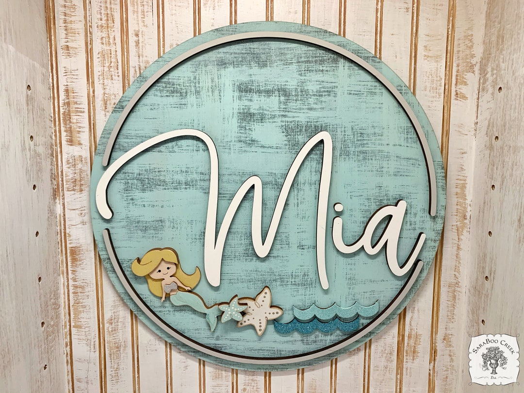 Mermaid Name Sign for Girls Room W/one Name - Personalized Mermaid Wall ...