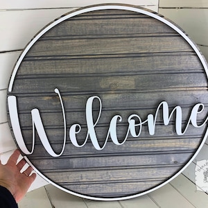 Wooden Front Door Welcome Sign -- Minimalist Door Hanger With Hello ...