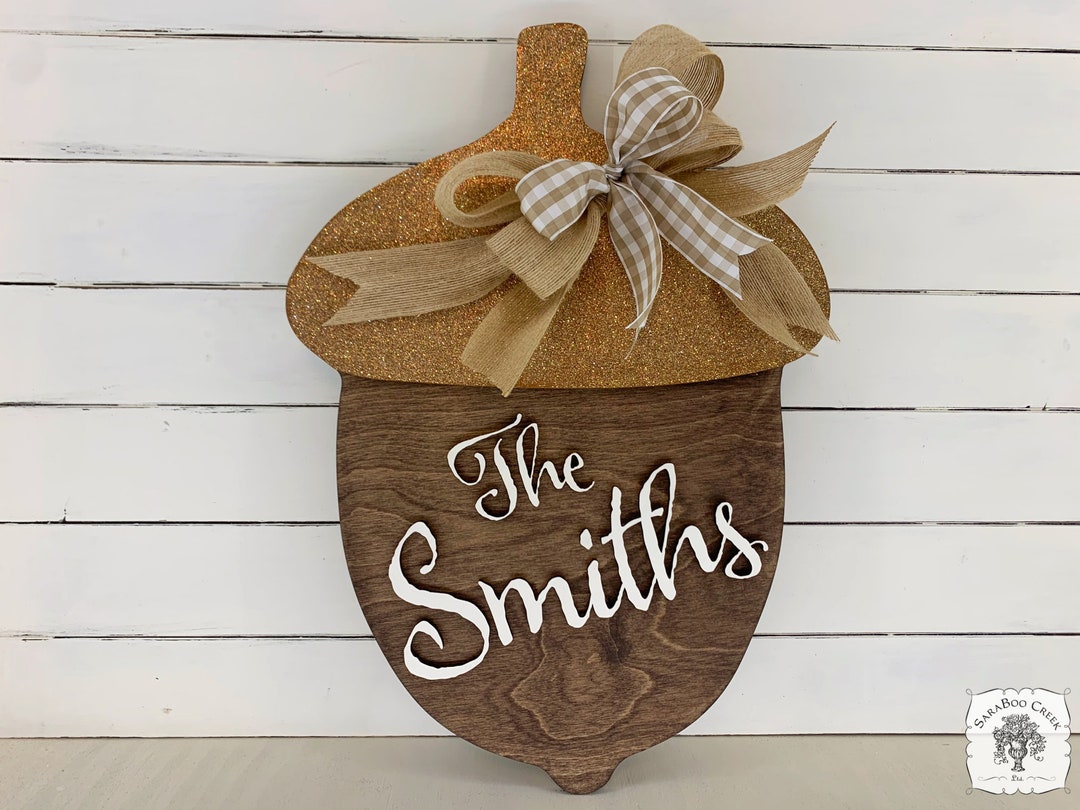 20 Acorn Door Hanger Personalized With Family Name or - Etsy