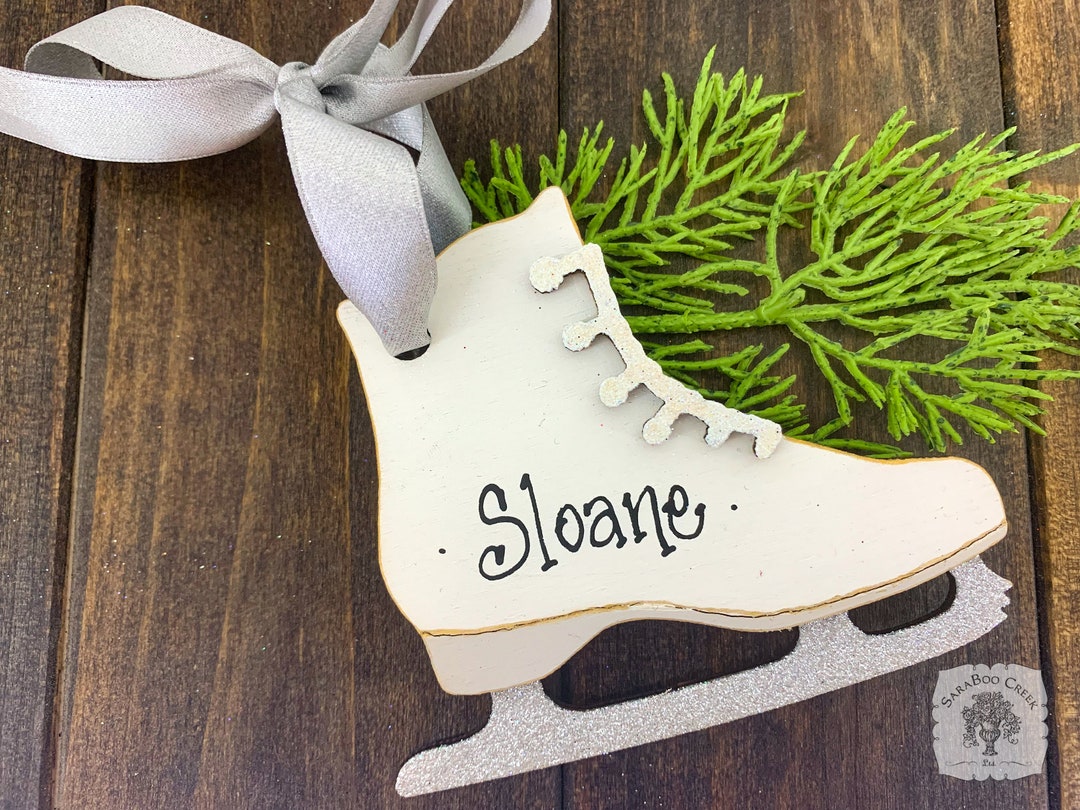 Ice Skate Ornament - Personalized Figure Skating Gift; , Handmade Wood ...