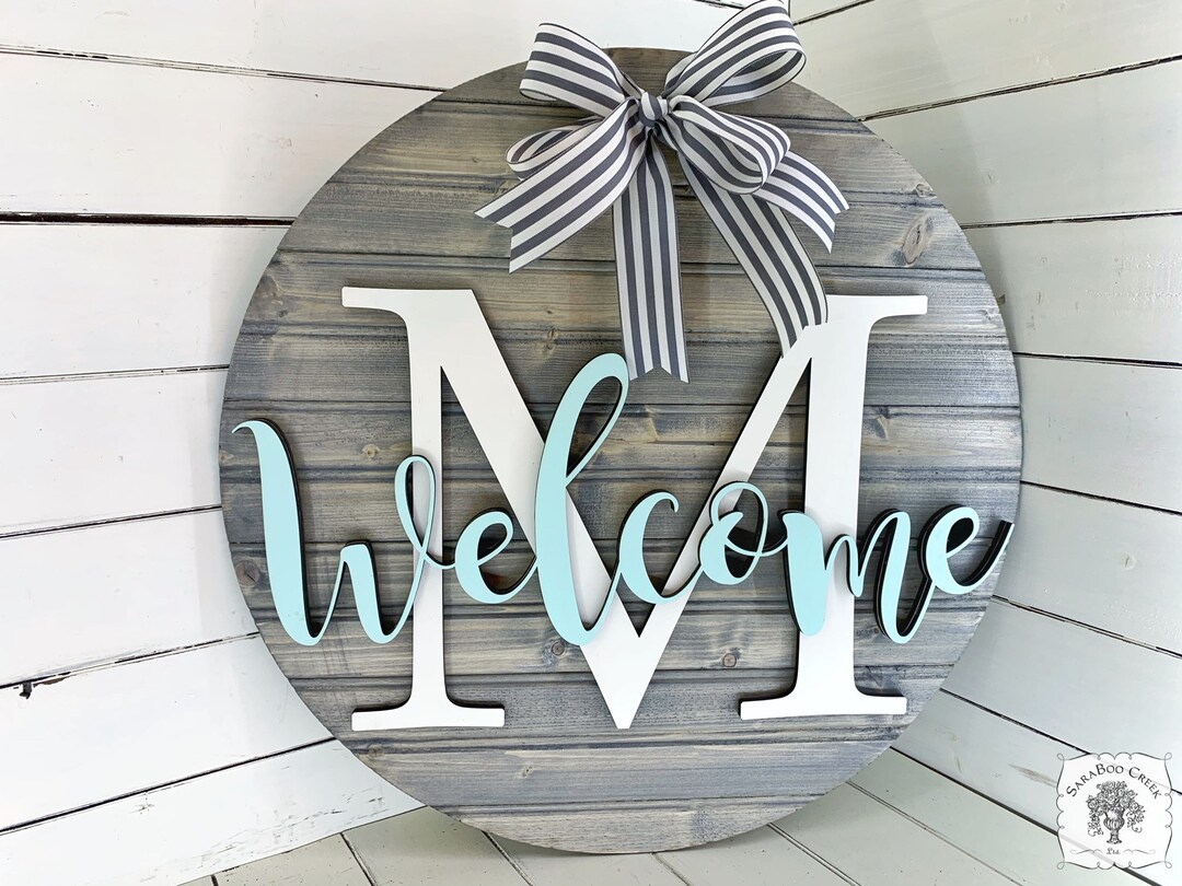 Custom Welcome Sign Last Name Front Door Decor - 20" Personalized ...