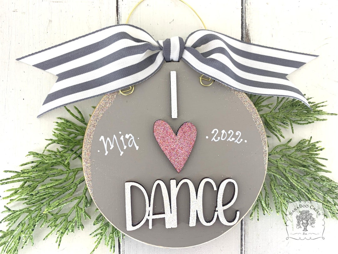Dance Ornament - Dancer Ornament With I Love Dance, Personalized ...