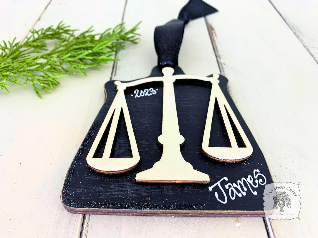 Lawyer Ornament - Personalized Lawyer Gift; Handmade Wood Law Scales ...