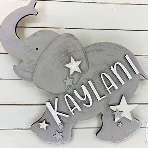 20" Large Elephant Wall or Door Sign, Safari or Jungle Nursery Decor ...