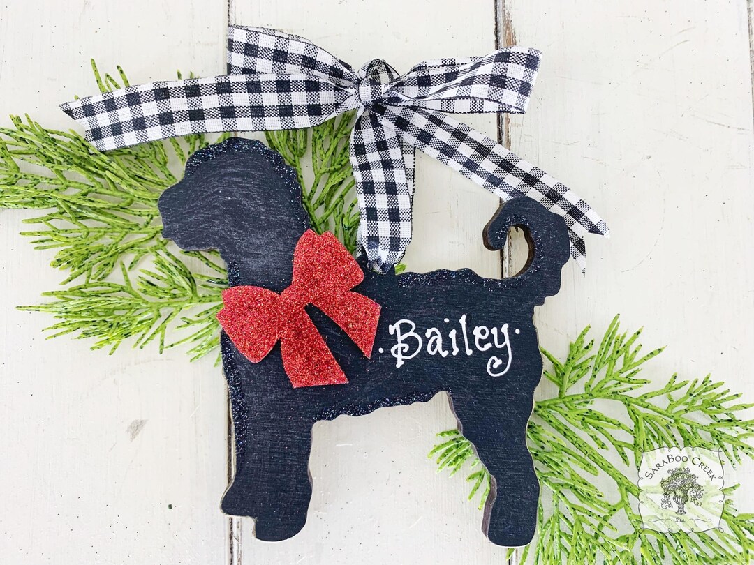 Doodle Ornament Personalized Labradoodle Gift - Handmade Wood Black ...