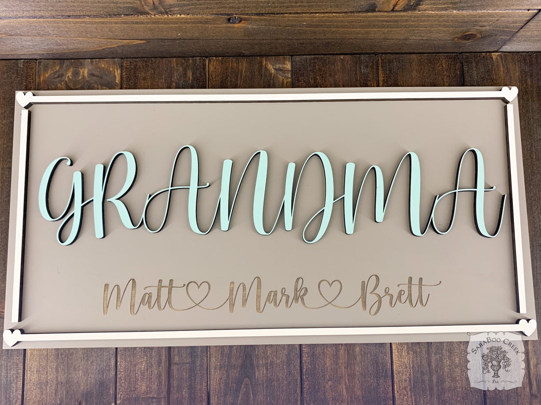 Grandmother Gift, Grandma Sign With Engraved Children's Names, Mother's ...